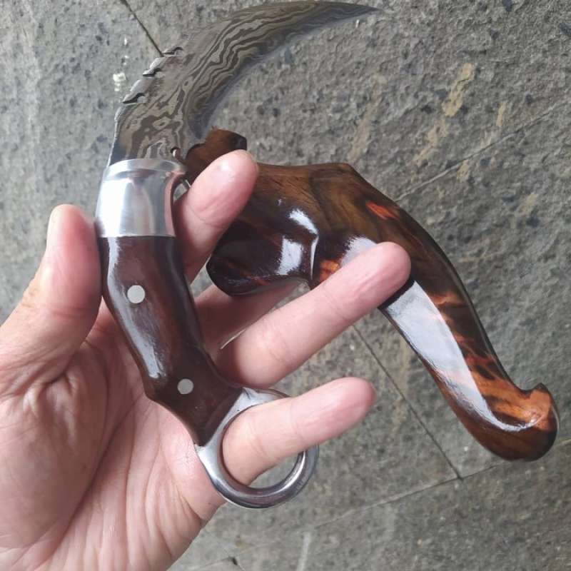 Promo Pisau Kerambit Silat Baja Pamor Damaskus Balik Mipih Dural Diskon 23% Di Seller ...