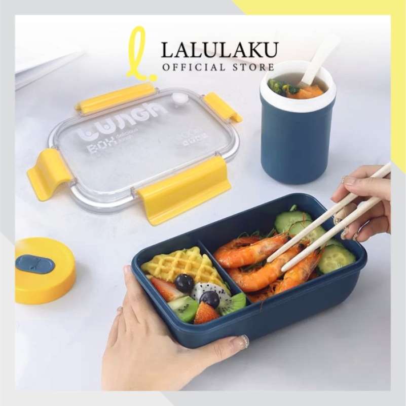 Jual Lunch Box Set 1100ml Kotak Bekal Makan 2 Sekat Anti Tumpah Free Sendok Di Seller Belanja-id ...