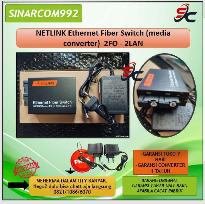 Promo Netlink Ethernet Fiber Switch (media Converter) 2fo - 2lan Diskon ...