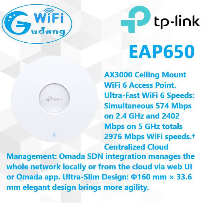 Promo Eap650 Ax3000 Ceiling Mount Wifi 6 Access Point Diskon 23% Di ...