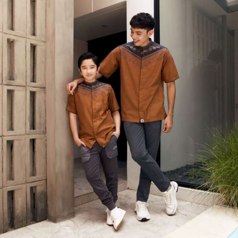 Promo Square Caramel Brown Baju Koko Couple Al-achwan Kids Alachwan ...
