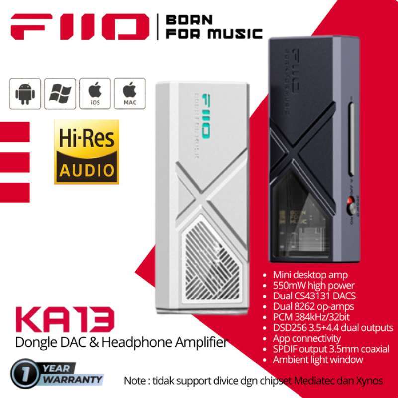 Promo Fiio Ka13 Premium Portable Dac/amp W-mini Desktop-grade ...