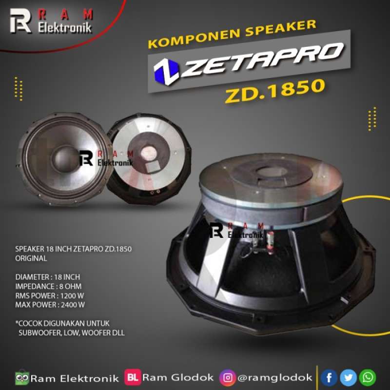 Promo Komponen Speaker 18 Inch Zetapro Zd 1850 Original 2400 Watt ...