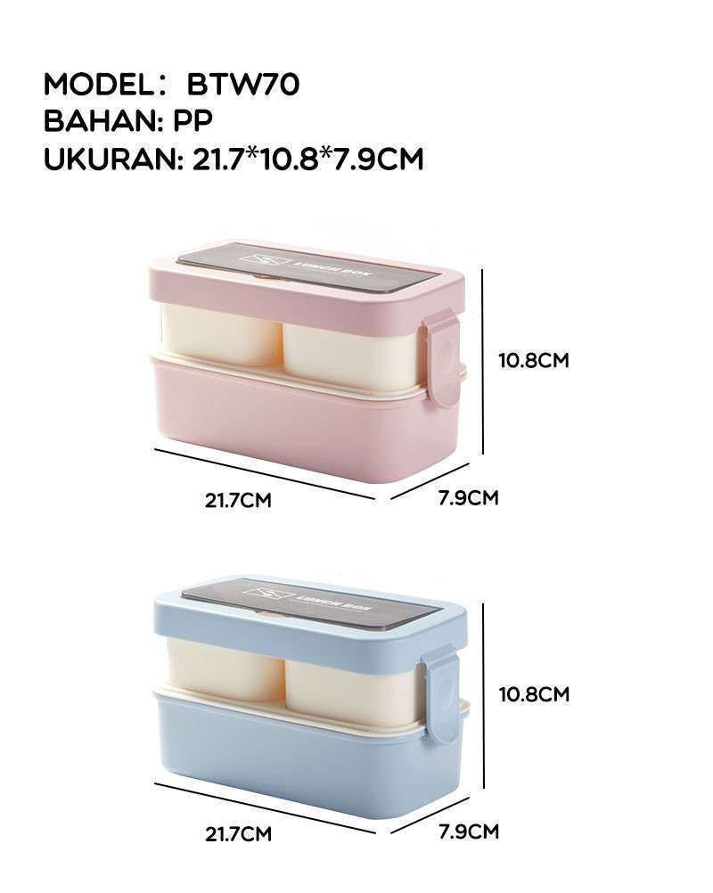 Jual Bonbox Lunch Box Kotak Bekal Bento Set Free Sendok Tempat Makan Btw70 - Pink Di Seller ...