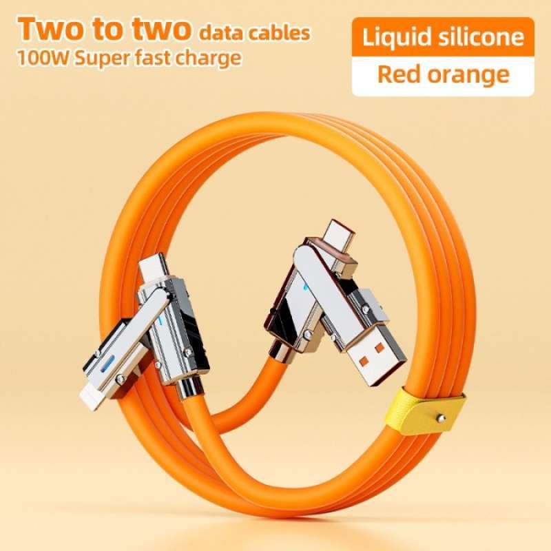 Promo 4-in-1 Silicone Usb Cable For Charging & Data Transfer Usb 3.0 Ip ...