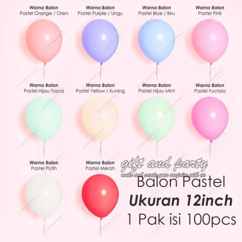 Promo Balon Latex Macaron 1 Pack Isi 100 Pcs / Balon Per Pack / Balon ...