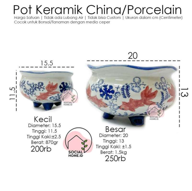 Promo Pot Tanaman Bonsai Ceper Kaki Ikan Keramik China, Porcelain ...