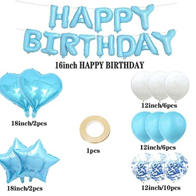 Jual 17th Birthday Balloon 17th Birthday Decorations Blue 17 Balloons ...