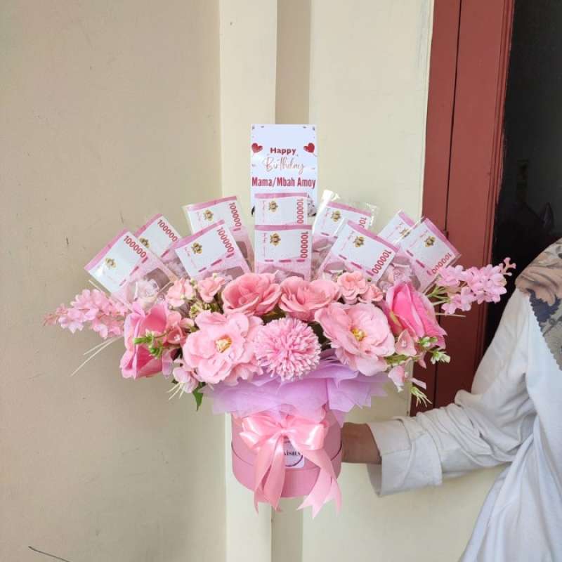 Jual Bloom Box Kosongan Uang Isi Sendiri Buket Bunga Artificial 10 ...
