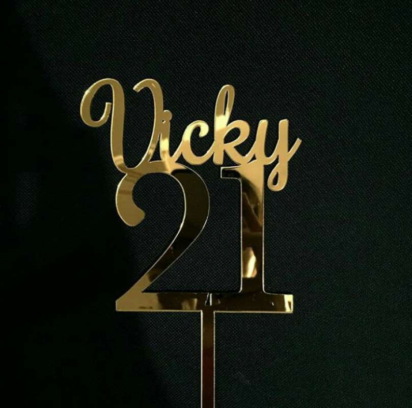 Jual Cake Topper / Gold Mirror Topper / Acrylic / Hiasan Kue/ Custom ...