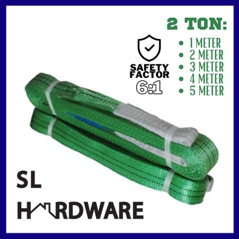 Jual Webbing Sling Double Ply Webbing Sling 2 Ton All Size Safety 6:1 ...