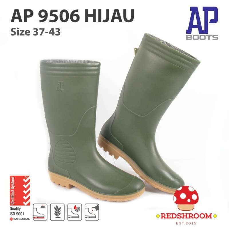 Jual Sepatu Boot Tinggi Ap Boots Ap 9506 Hijau Karet Kebun Petani ...