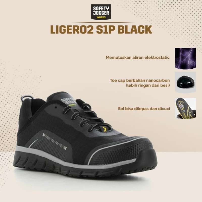 Jual Sepatu Safety Jogger Ligero Black/ Sepatu Proyek Pria Ringan Keren ...
