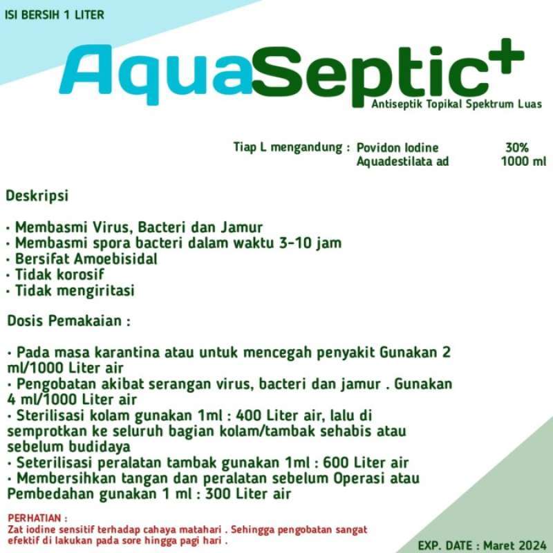 Promo Obat Dan Perawatan Ikan - Sterilisasi Air - Aquaseptic+ 1 Liter ...
