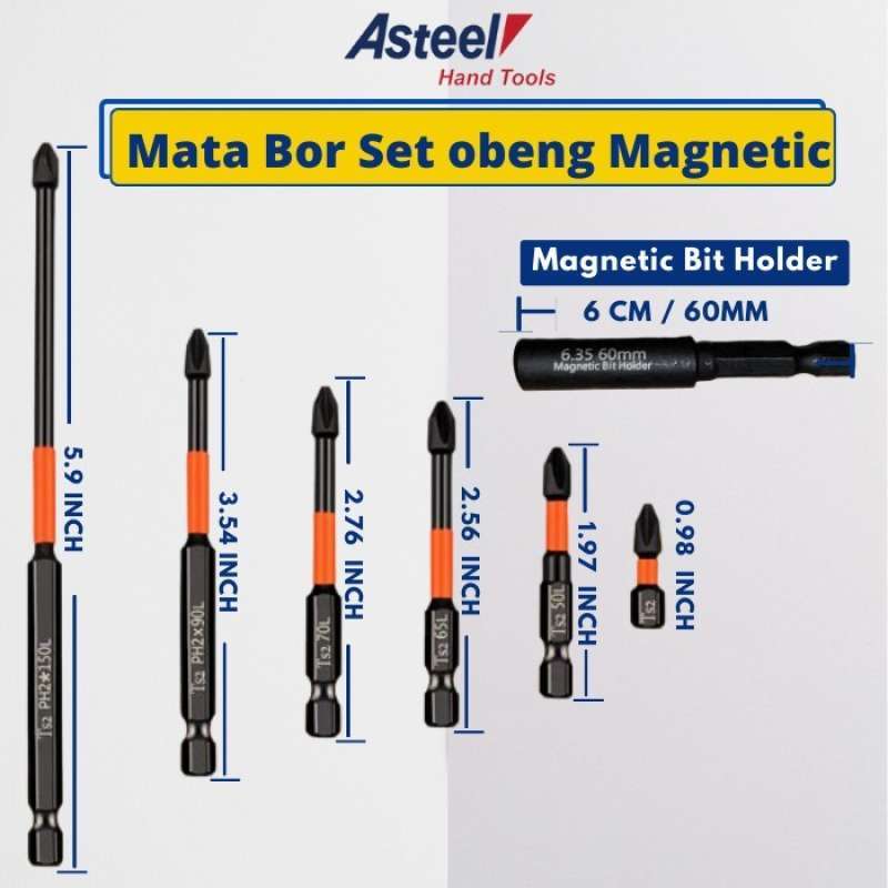 Jual Asteel Mata Bor Baut Obeng Magnet Set Screwdriver Bit Impact Set ...