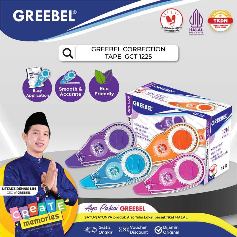 Promo Greebel Correction Tape Gct-1225/ Tip-ex Kertas Roll, Tipe X ...