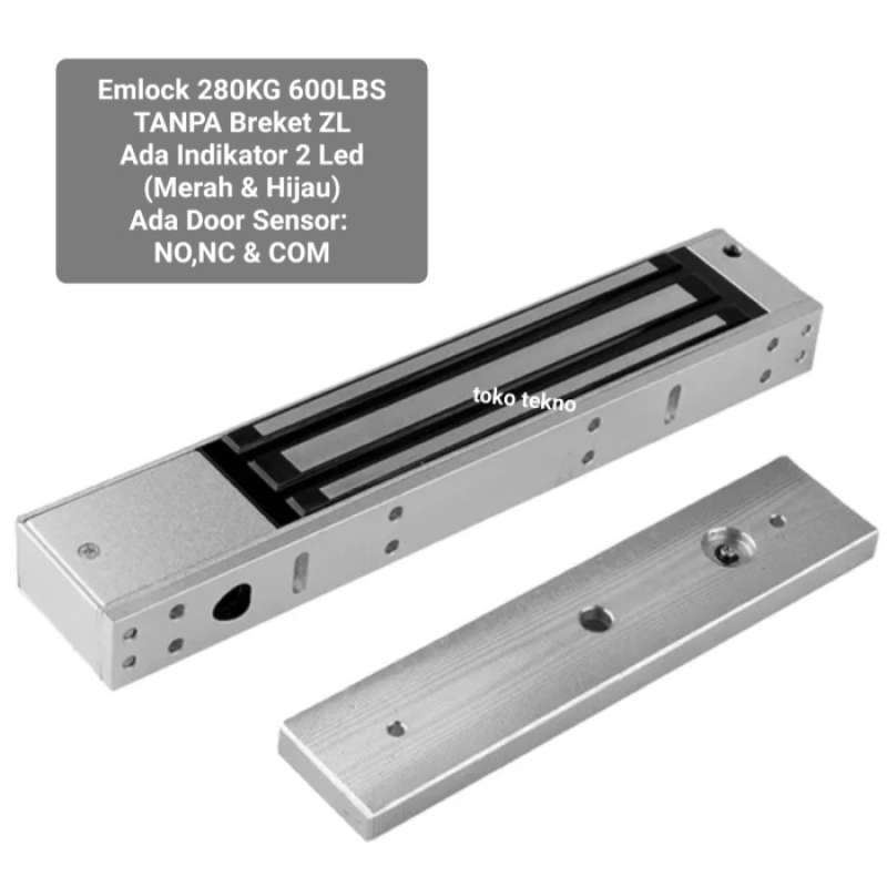 Jual Magnetic Lock Emlock 280kg 600lbs With Sensor No Nc Com 12volt ...