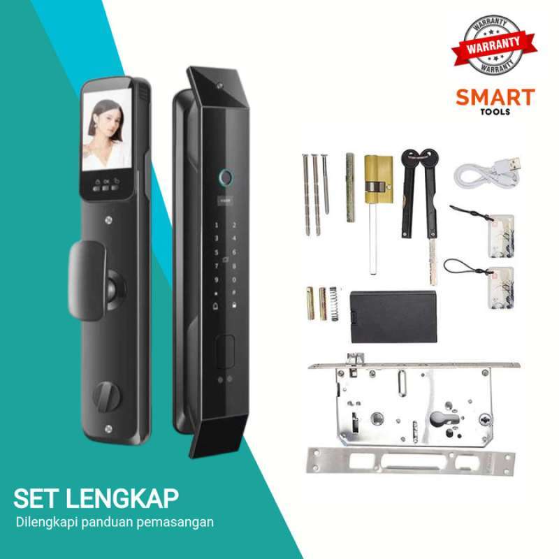 Jual Aloyx Kunci Pintu Rumah Fingerprint Kamera Smart Lock Door Handle ...