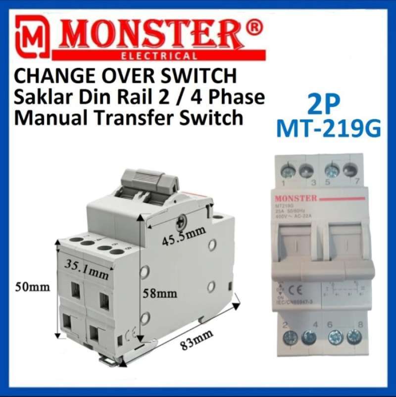 Jual Change Over Switch Ohm Saklar Din Rail Model Mcb 1 2 3 4 Phase Cos ...