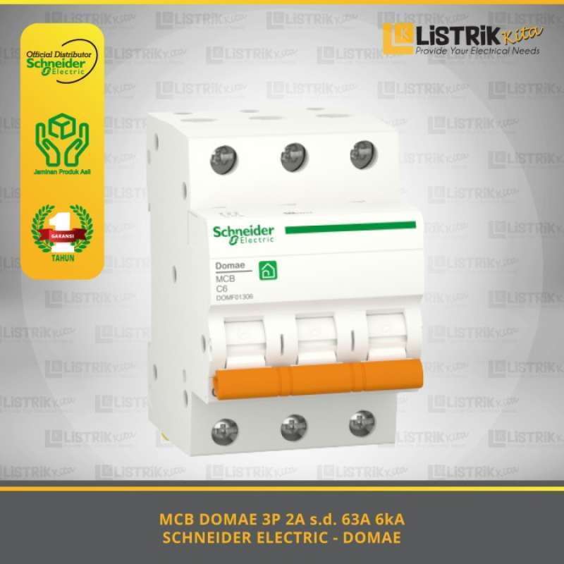 Jual New Mcb Domae 3p 6a S.d. 63a 6ka Schneider Electric - Domf013 ...