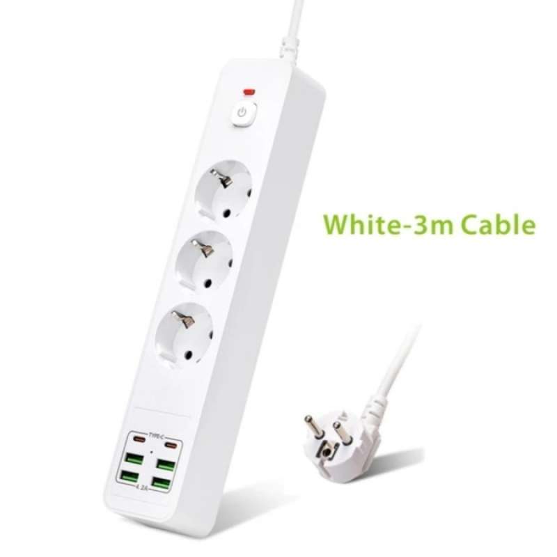 Jual 3000w Eu Plug Power Strip Ac Outlets Multitap Socket 3m Extension ...
