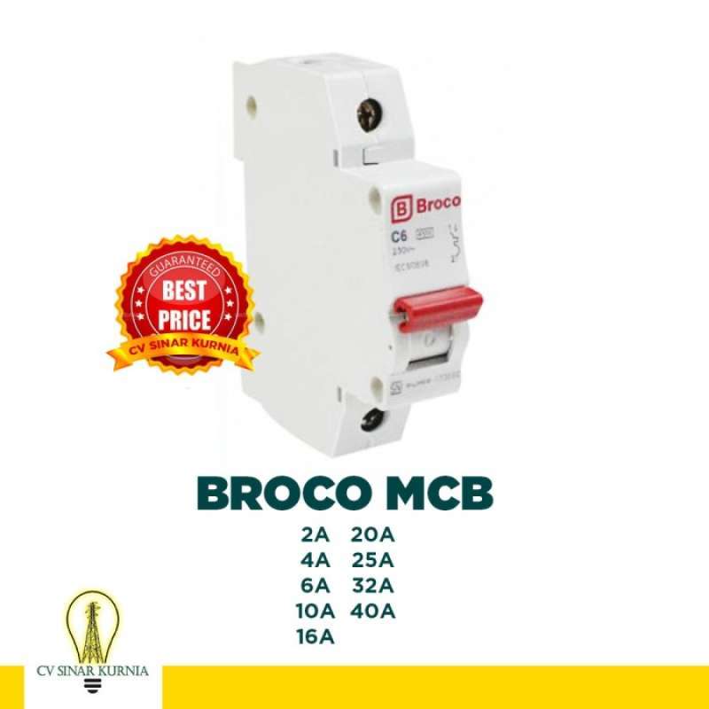 Jual Mcb Broco 2a, 4a, 6a, 10a, 16a, 20a, 25a, 32a, 40a| Broco Mcb ...