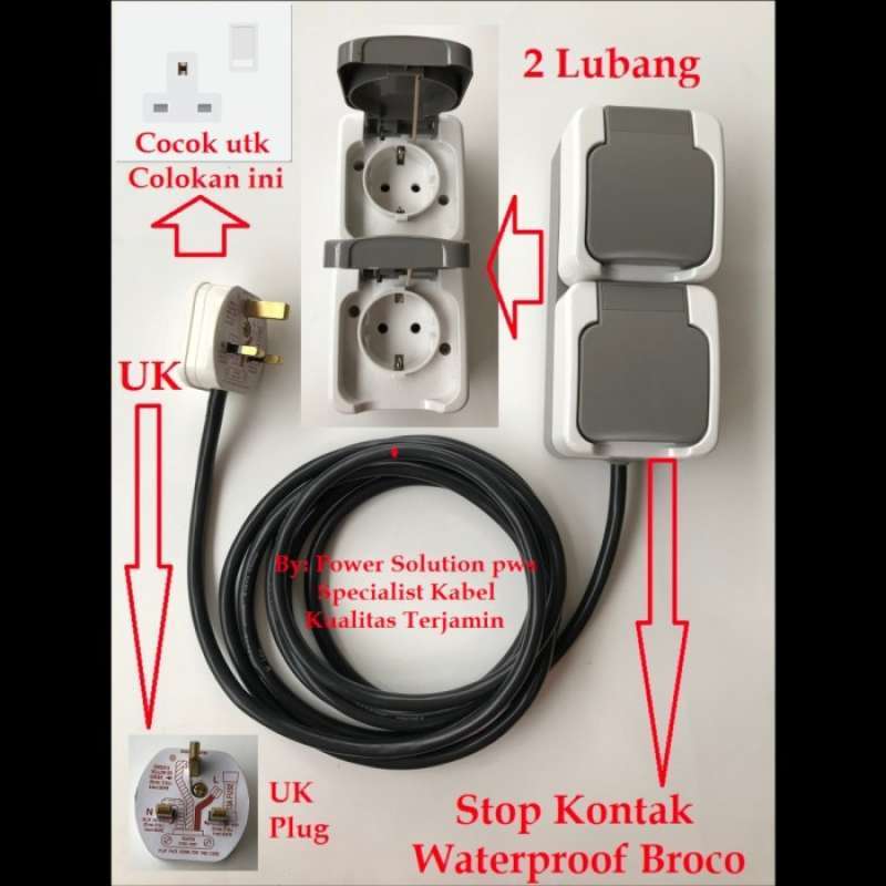 Jual Kabel Listrik Extension 2 Skt Stopkontak Broco Waterproof 2x1.5mm ...