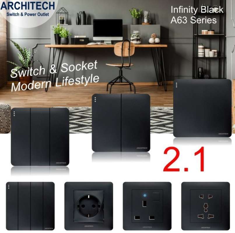 Jual Architech Infinity A63-c18 Black Stop Kontak - Colokan Listrik Di Seller Shin Store ...