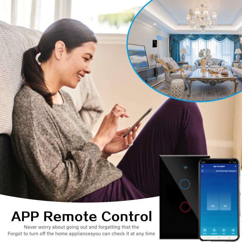 Jual Saklar Lampu Wireless Wifi Remote Tuya Alexa Touch Control Th72 ...
