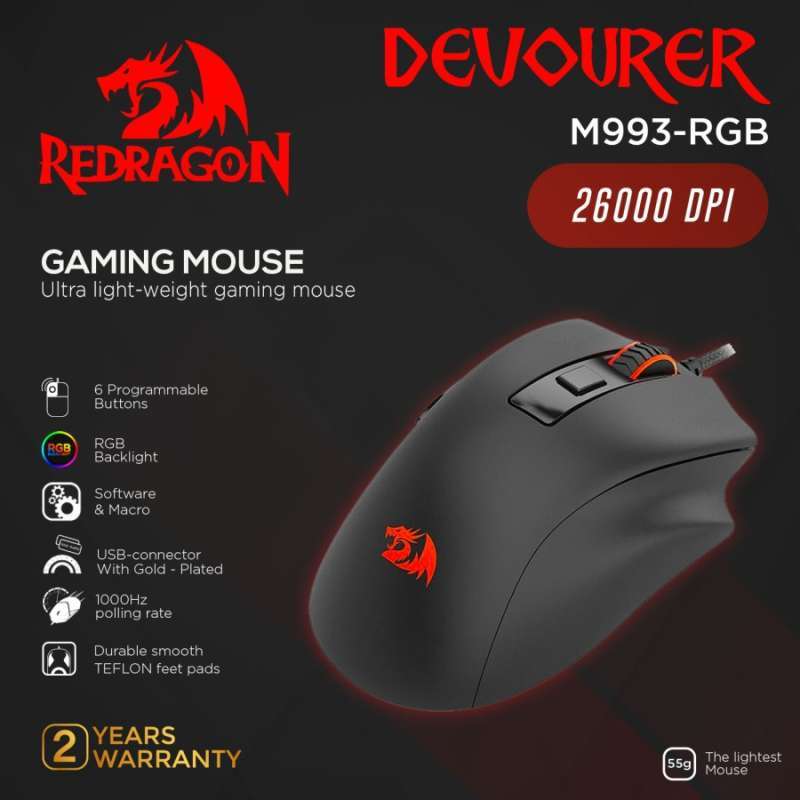 Promo Redragon M993 Ultra Light Weight Gaming Mouse Rgb Devourer Diskon ...