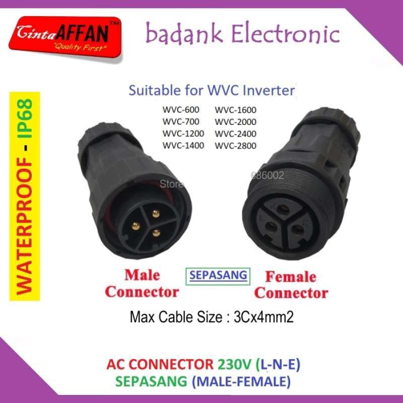 Jual M25 3-pin Ac Cable Connector 3-wire Waterproof For Wvc Micro ...
