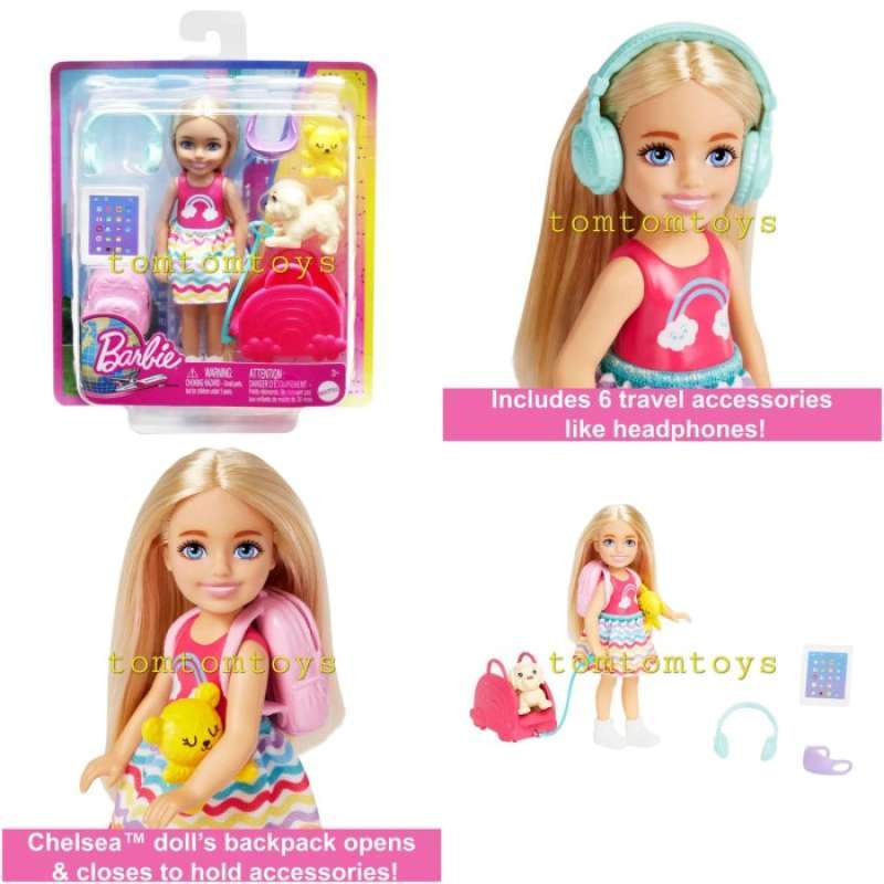 Promo Barbie Chelsea Travel Doll With Puppy Carrier Backpack Original ...