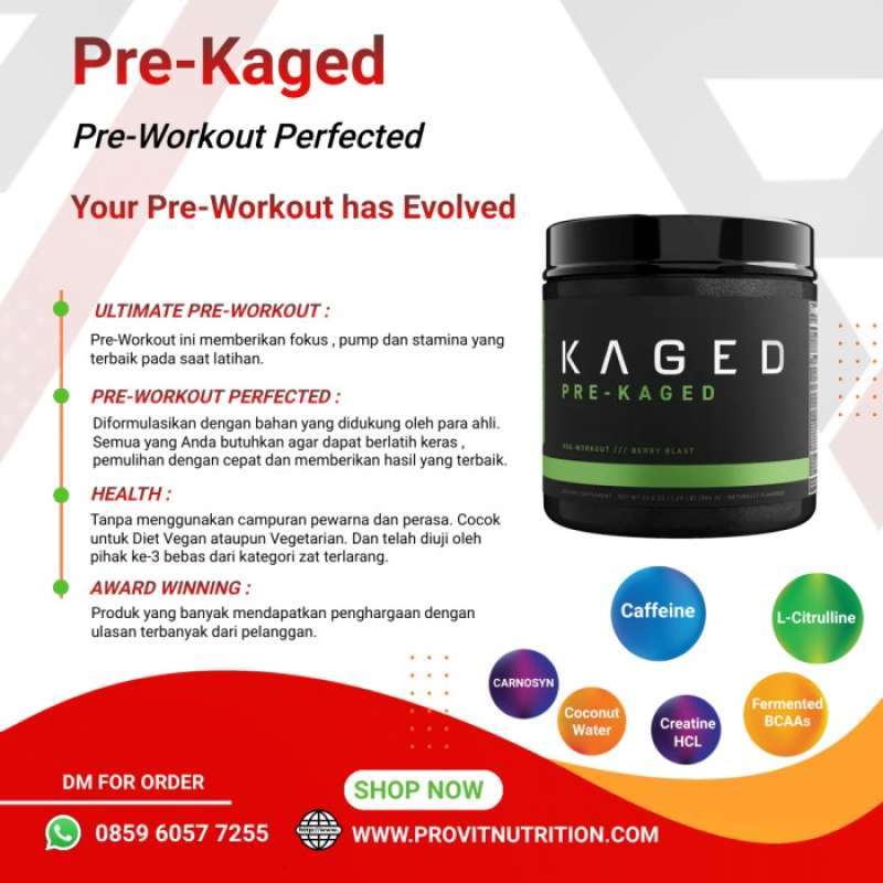 Promo Kaged - Pre Kaged Premium Pre Workout 20 X Serving Diskon 33% Di ...
