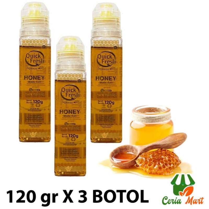Jual Madu Murni Asli Quickfresh 120 Gr X 3 Botol Flip Mudah Dibawa ...