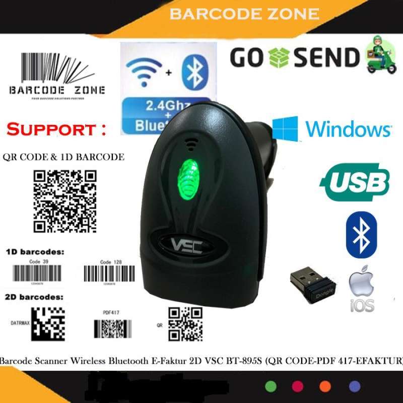 Promo 2d Wireless Barcode Scanner Vsc Bt-895s (bluetooth+2.4g) Android, Ios - (qr Code, Efaktur ...