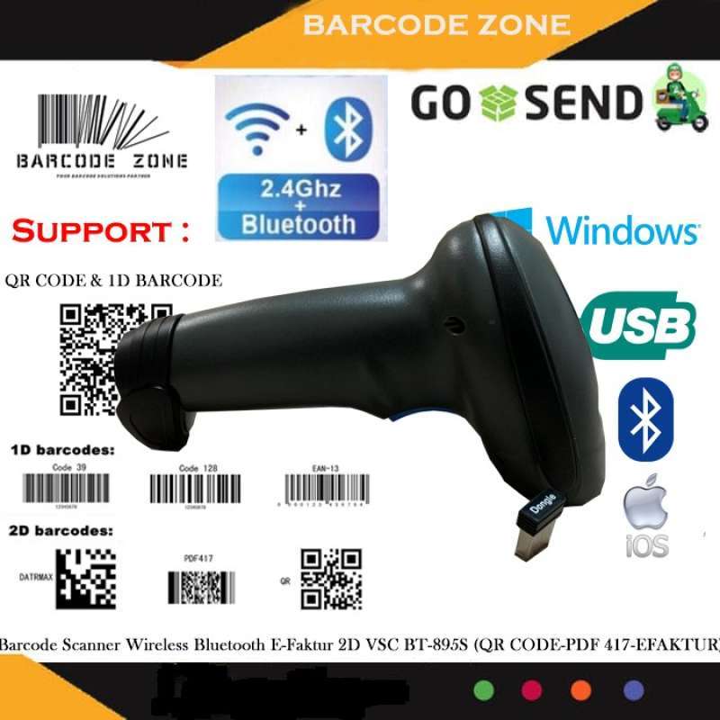 Promo 2d Wireless Barcode Scanner Vsc Bt-895s (bluetooth+2.4g) Android, Ios - (qr Code, Efaktur ...