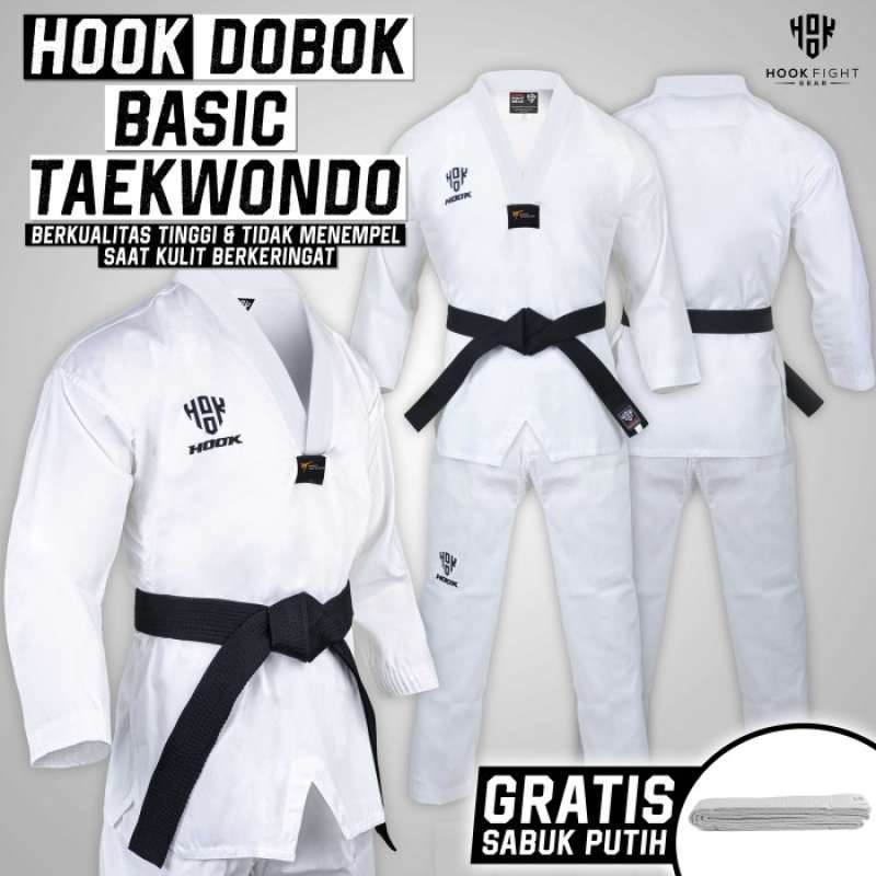 Promo Dobok Taeondo Hook Basic Kerah Putih Seragam Taeondo Hook Basic - Kerah Putih 2, 110 ...