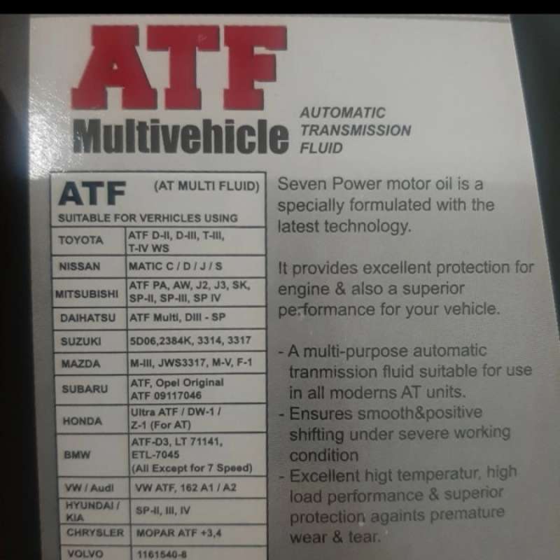 Jual Oli Atf Mv (multivehicle)/oli Power Steering/stering Seven Power ...