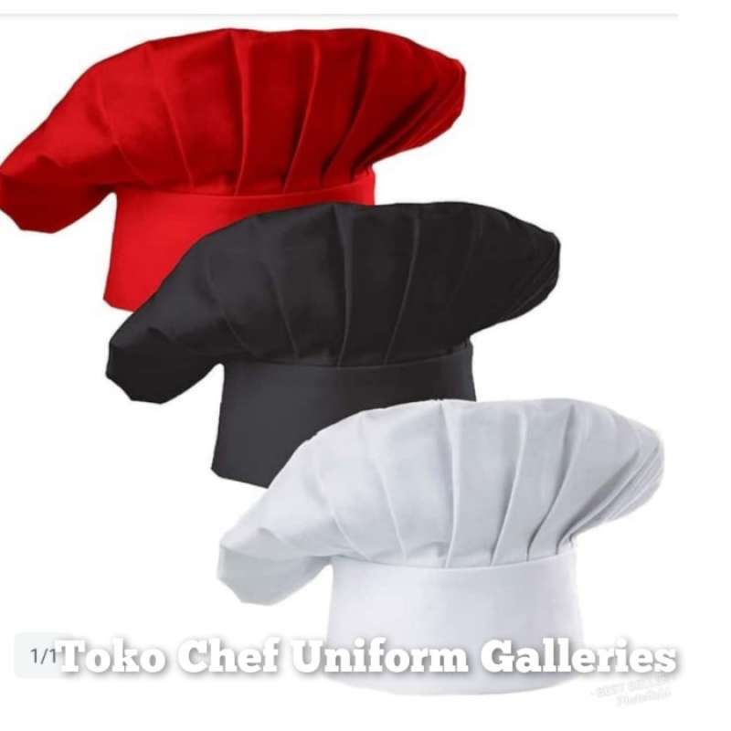 Jual Chef Hat / Topi Koki Jamur Hitam Premium Quality - Merah Di Seller ...