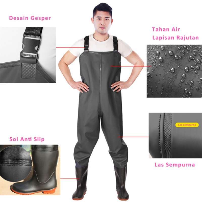 Jual Sepatu Bot Karet Petani Panjang Celana Safety Wader Pants Anti Air ...