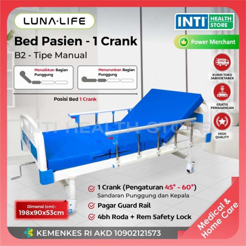 Promo Luna Life | Bed Pasien Ranjang Medis 1 Crank | Tempat Tidur ...