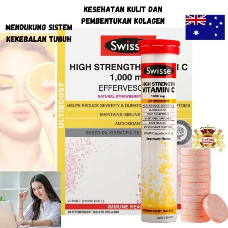 Promo Swisse High Strength Vitamin C 1000mg Effervescent 60 Tablets Diskon 33% Di Seller Rizky ...