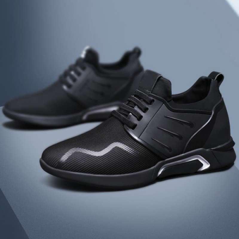 Promo Sepatu Sneakers Pria Sepatu Sekolah Kasual Hitam Polos F15 ...