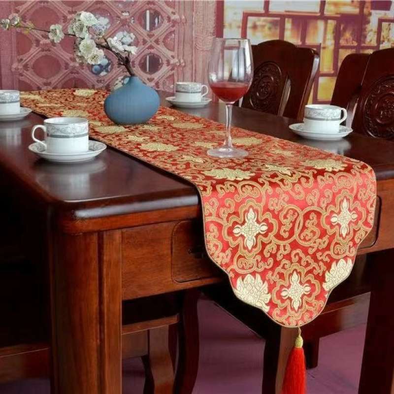 Promo Taplak Meja Imlek Table Runner Merah 180x33cm Baru Diskon 35% Di ...