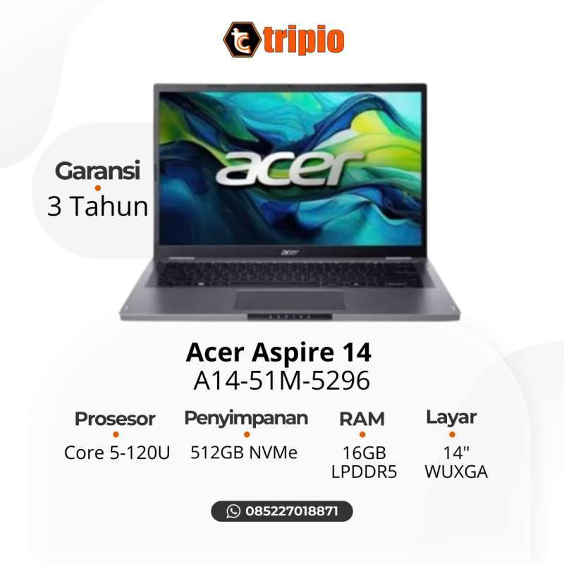 Jual Acer Aspire 14 A14-51m-5296 Intel Core 5-120u 16gb 512gb 14″ Wuxga ...
