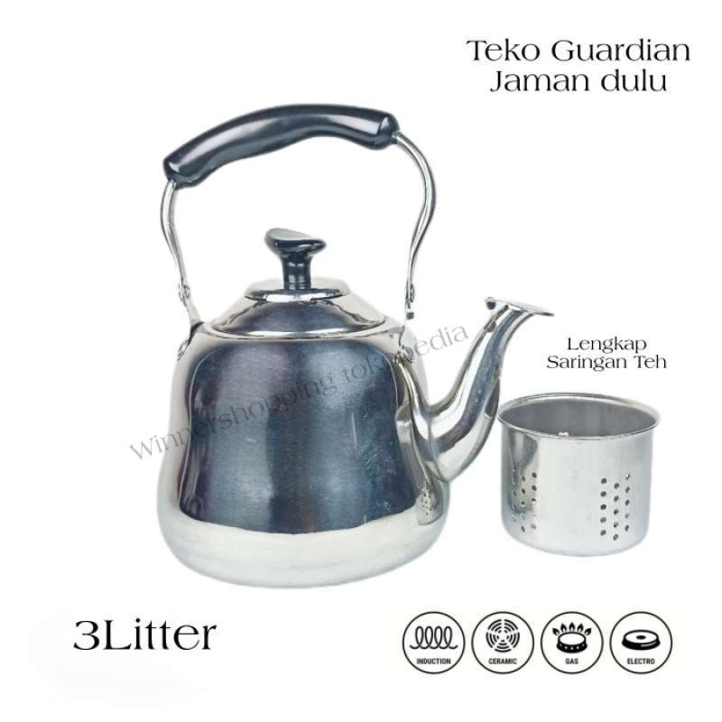 Promo Teko Bunyi Lengkap Saringan Teh 3 Litter Stainless Steel Teko ...