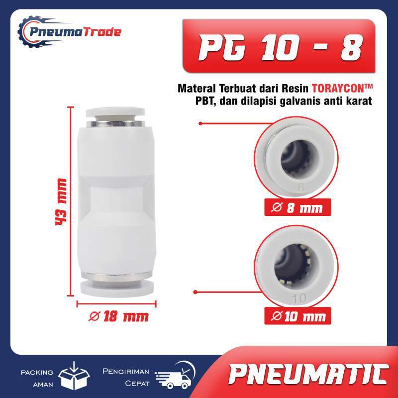 Promo Pg Fitting Lurus Reduce Pneumatic Slip Lock Selang Ke Selang Type ...