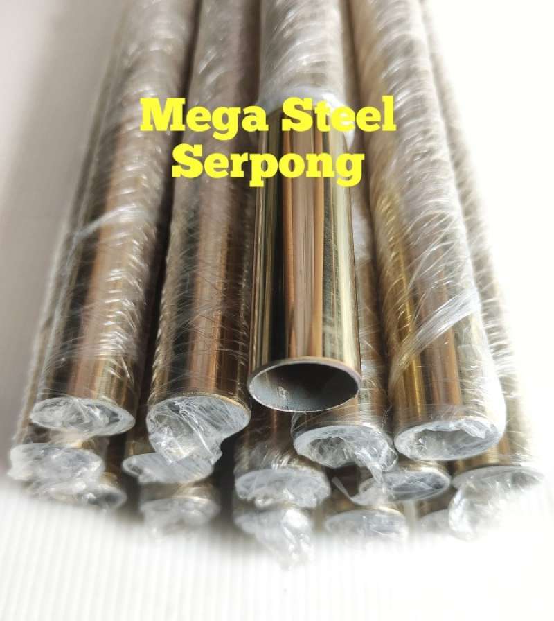 Promo Pipa Stainless Steel Bulat Gold 1 Inch / 2.5 Cm, Pjg 3 Meter ...