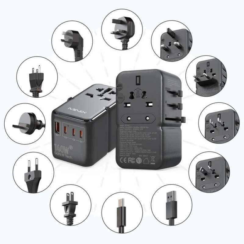 Jual Minix Tp140 - 140w Universal Travel Adapter With 4 Usb Ports - Gan ...