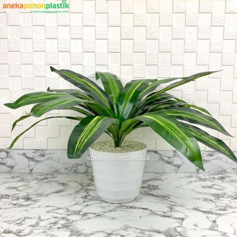 Promo Pohon Daun Pandan Bali Artificial Hijau Pot Ulir Plastik Putih ...